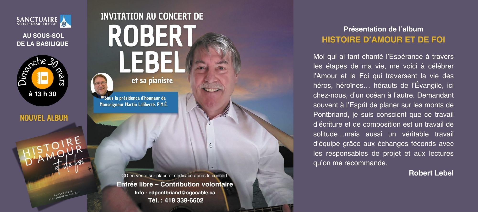 Robert Lebel, lancement de son nouveau CD et concert - 30 mars ...